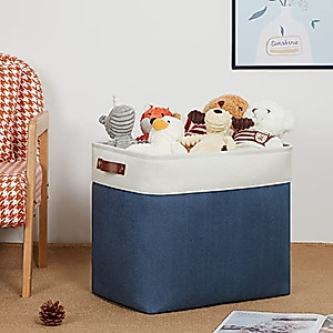 DULLEMELO Collapsible Bundle Baskets 2 Large Baskets 17"x12"x15" + 4 Cube Baskets 11"x11"x11"（White&Blue)