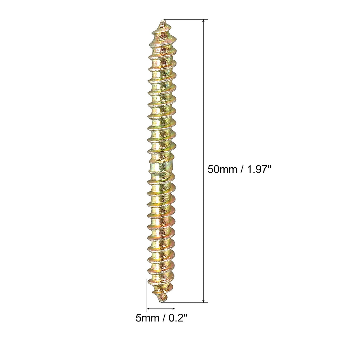 uxcell 5x50mm Hanger Bolts, 24pcs Double Ended Self-Tapping Thread Wood to Wood Dowel Screws for Wood Connecting