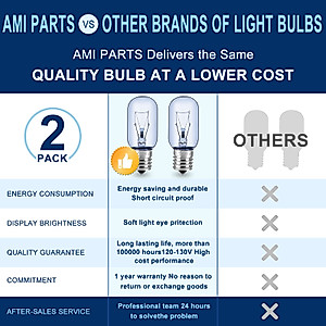 AMI PARTS Refrigerator Light Bulb T8 297048600 241552802 Replacement Refrigerator 40W Compatible with Whirl-Pool Kenm-ore Light Bulb Refrigerator