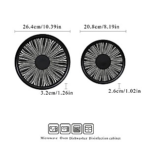 ROLTIN Dessert Dishes Plates Creative Porcelain Dinner Plates Set of 4 Black and White Multiple Stripes Patterns Ceramic Desserts Plate for Steak Salad. Microwave Dishwasher Saf