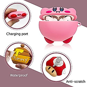 [3 Pack]Cute Airpods Pro Case, Honey Pot+Kirby+Mushroom Apple Air Pods Pro Silicone Accessories Cover, 3D Funny Drink Cartoon Character Design Airpods Pro Charging Skin for Boys Girls Women Kids Teens