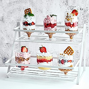 Zezzxu 5 oz Mini Dessert Cups with Spoons, 40 Pack Small Dessert Cups Plastic Footed Wine Glasses for Serving Trifles, Appetizers, Puddings, Mousse, Parfait