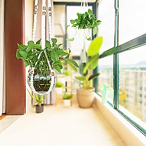 JES&MEDIS 5-Pack Macrame Plant Hangers with 5 Hooks, Different Tiers, Handmade Cotton Rope Hanging Planters Set Flower Pots Holder Stand, for Indoor Outdoor Boho Home Decor