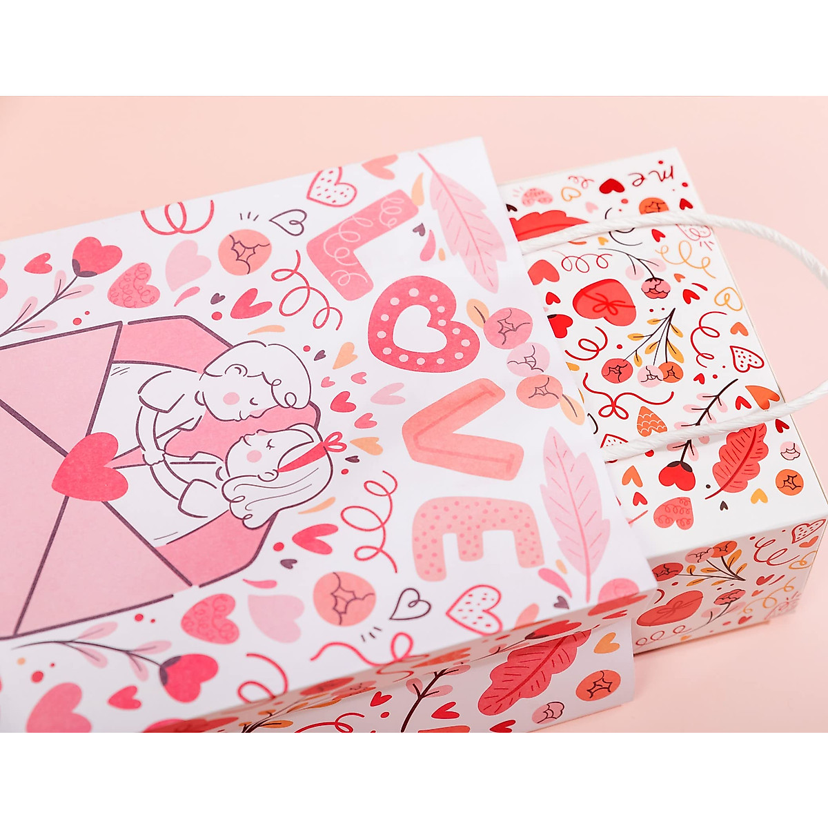 72PCS Valentines Day Gift Bags Bulk with 24 Bags 9”x7''x3.5'' 24 Tissue Paper&24 Stickers for Kids Adults Holiday Goody Candy Chocolate Bakery Treat Bag for Gift Giving,Classrooms Gift Exchange,Party Favor