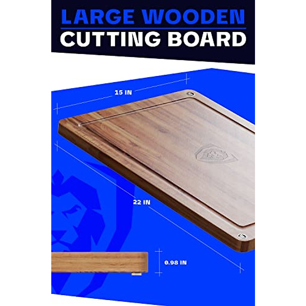 DALSTRONG Teak Wood Cutting Board - 22" x 15" Large Size - Tight Wood Grain - - Laser-Engraved Measurements & Juice Groove - Kitchen Chopping Board - Serving - Large Cutting Boards - Gift Packaging