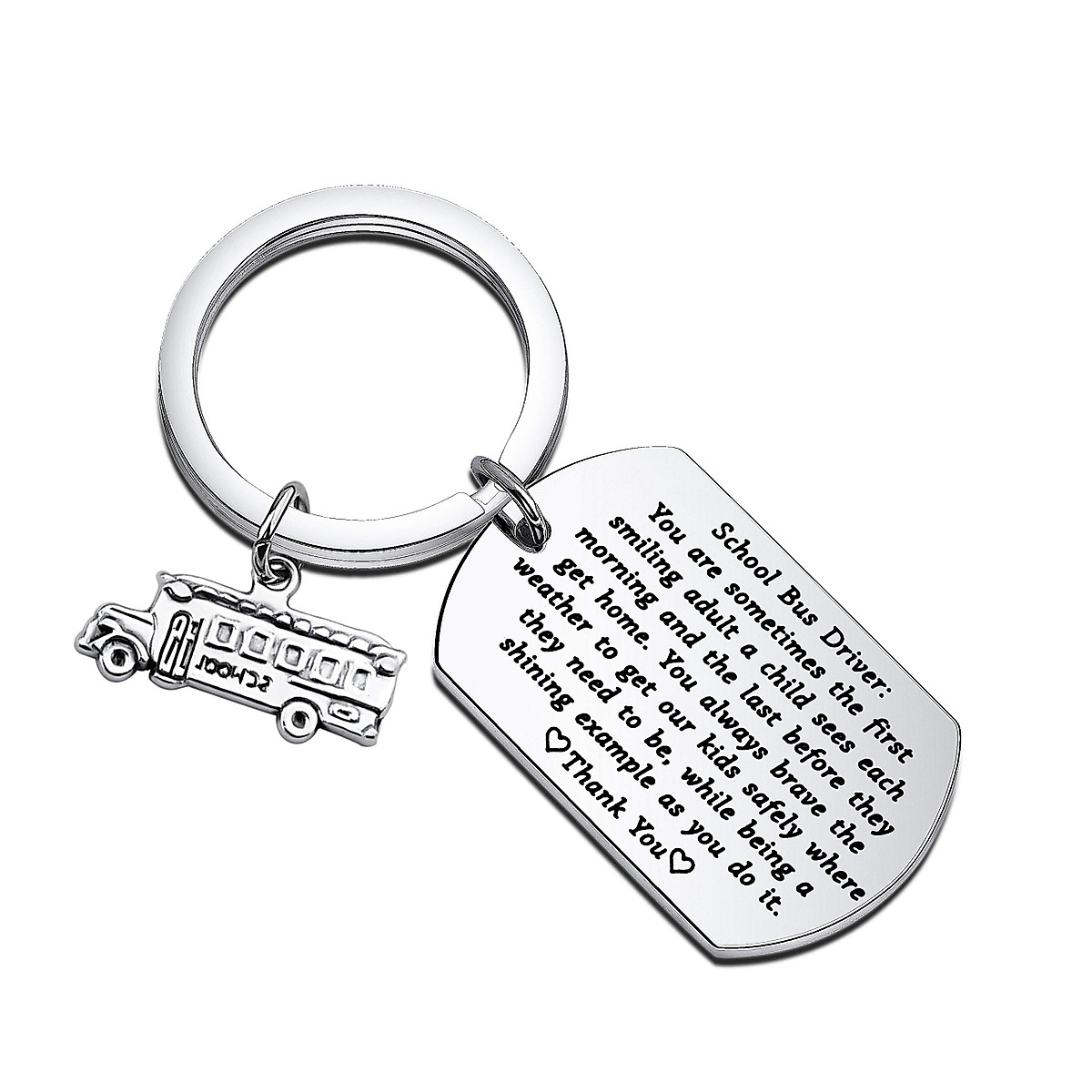 School Bus Driver Appreciation Gift Thank You Keychain Gifts for School Bus Driver Back to School Gift (silver)