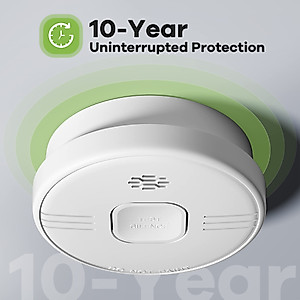 Smoke Detector with Photoelectric Sensor, Fire Alarms Smoke Detector 10 Year Battery Operated with LED Indicator & Silence Button, Smoke Alarm for Home and Kitchen GW208B, 4 Packs