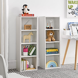 Holaki 8-Tier Media Tower Rack,70.9 Inch Tall Narrow Bookshelf Storage Rack,CD DVD Slim Storage Cabinet with Adjustable Shelves,Multi-Functional Double-Decker Display Bookshelf for Home Office(White)