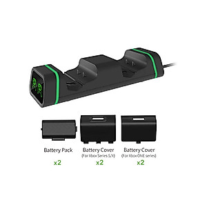 Jackky Controller Charger for Xbox One, Xbox Series & One SX, Dual Controller, Including 4 Covers Fits One& Series Controller