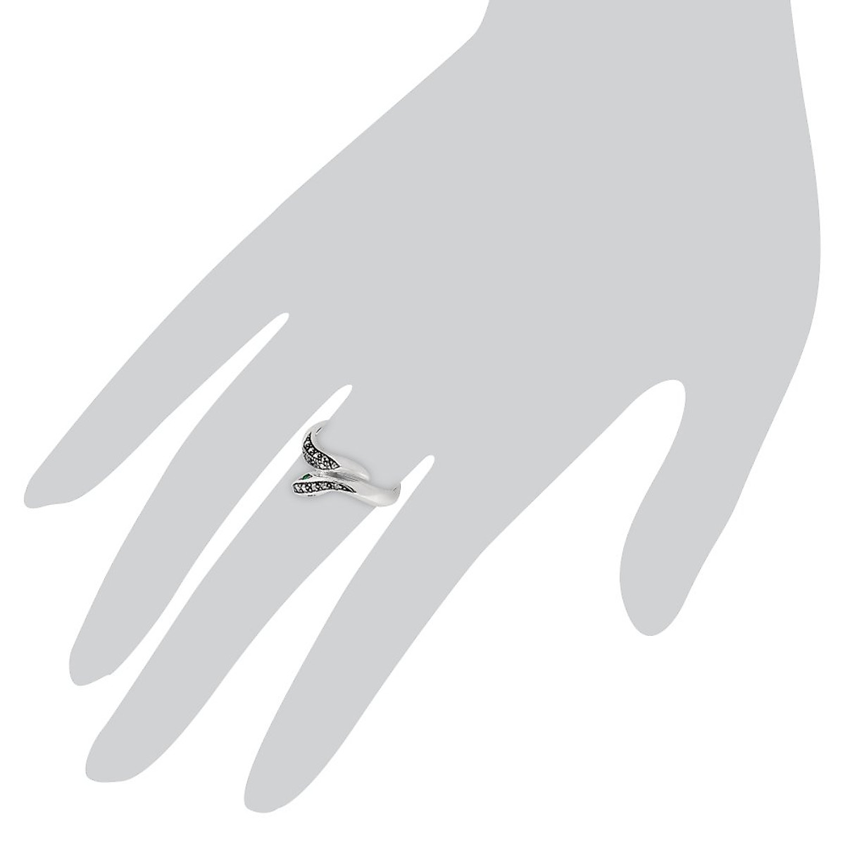 Gemondo 925 Sterling Silver Art Nouveau Emerald & Marcasite Snake Ring