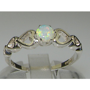 LetsBuyGold 925 Sterling Silver Real Genuine Opal Womens Solitaire Ring - Size 11