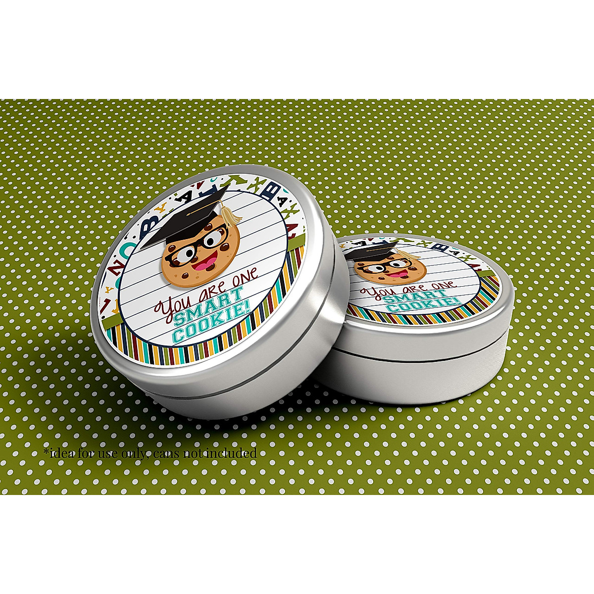 He's a Smart Cookie Graduation Themed Thank You Sticker Labels for Boys, 40 2" Party Circle Stickers by AmandaCreation, Great for Party Favors, Envelope Seals & Goodie Bags