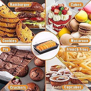 150 Pcs Paper Charcuterie Boxes with Clear Lids and Cotton Rope 5.5 Inches Disposable Food Containers Bakery Boxes for Dessert, Sandwich, Cupcake, Cookie, Chocolate, Strawberry (Black)