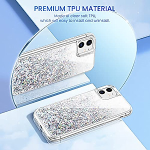 Caka Case for iPhone 11 Glitter Case for Girls Women Liquid Bling Sparkle Luxury Fashion Flowing Floating Shining Glitter Quicksand Soft TPU Clear Cute Phone Case for iPhone 11 (Silver)