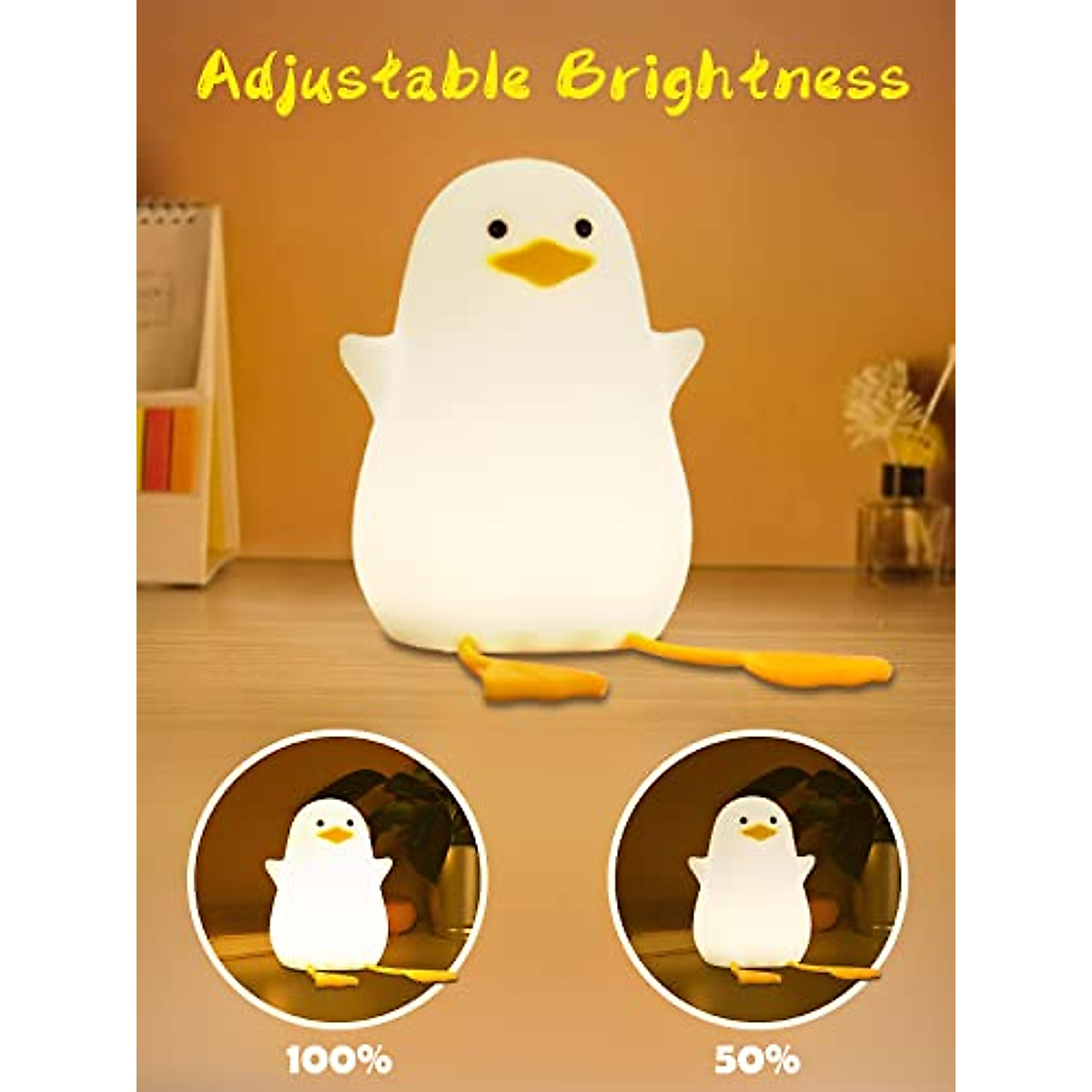 Ammonite Nursery Night Light, Cute Silicone Duck Lamp for Kids, Soft Silicone Kids Nursery Nightlight USB LED Touch Lamp Kids Bedroom Decor as Xmas Birthday Gifts for Boys Girls
