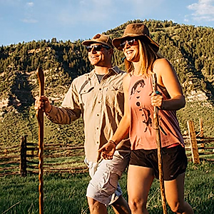 Brazos Handcrafted Wood Walking Stick, Twisted Oak, Hitchhiker Style Handle, for Men & Women, Made in the USA, Brown, 55"