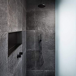 Shower Niche - NO TILE NEEDED 24" X 12" Powder Coat Black Recessed Single Shelf Organizer – Best Modern In Wall Bathroom Accessory for Shower or Tub Storage | Nook Insert Holds Soap Bottles Toiletries