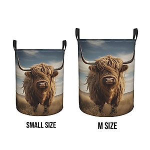 Foruidea Highland Cow Laundry Basket,Laundry Hamper,Collapsible Storage Bin, Oxford Fabric Clothes Baskets,Nursery Hamper For Home,Office,Dorm,Gift Basket