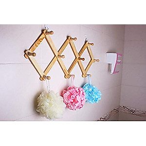 2 Pack10 Hook Coat Hooks, Wooden Expanding Accordion Style Wall Mounted Hook,Wooden Pegs Folding Wall Hanger Stand for Cap,Belt,Umbrella,Coffee Mug,Keys, Home Organization Storage Rack, Storage Holder