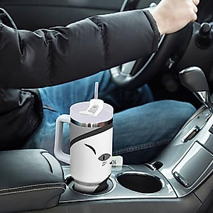 RPLIFE White Black Yin Yang Cats 40 Oz Tumbler, Stainless Steel Tumbler with Straw, Tea Tumbler