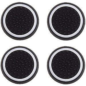 4Pcs Replacement SiliconeThumb Grip Cover for White and Black Game Supplies Durable and Deft