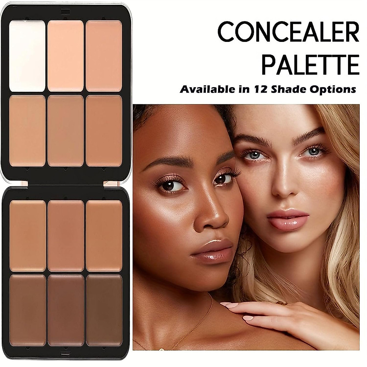 Carla Secret Makeup, Carla Secret Concealer Palette, Carla Secret Makeup Pallet, 12 Color Concealer Foundation Palette with Concealer Brush, Long-Wearing Coverage Makeup Palette (#01)