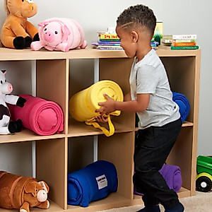 ROLLEE POLLEE Nap Sac Roll Up Napping Blanket with Attached Pillow for Preschool/Daycare, Super Soft with Elastic Straps, Fits Most Mats and Cots (Pink)