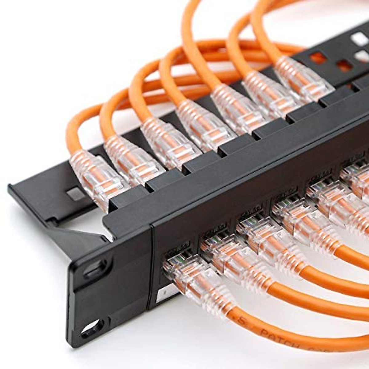 Essenc 19Inch 1U Cabinet Rack Pass-Through 24 Port CAT6 Patch Panel RJ45 Cable Jack Modular Frame