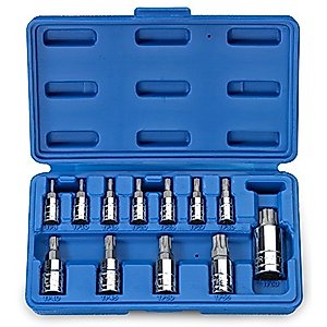 Neiko 10086A 6 Point Torx Plus Bit Socket Set, 1/4-Inch, 3/8-Inch and 1/2-Inch Drive, TP8 - TP60, 12-Piece