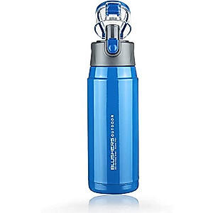Blushers 650ml (22oz) Double Wall Vacuum Insulated 304 Stainless Steel To Go Travel Mug, One Touch Lock Lid Thermos Water Bottle (Blue - 3 Piece Set)