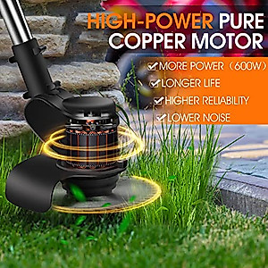 Weed Wacker, Electric Weed Wacker Cordless Trimmer, Retractable and Foldable Home Weed Eater Brush Cutter, Portable Battery Power Rechargeable Handheld Lawn Mower for Lawn, Yard, Garden