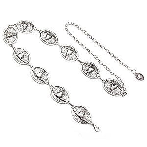 Monoluxe Chain Western Belts for Women Sliver/Gold Concho Cowgirl Link Boho Waist Chain for Dress Jeans