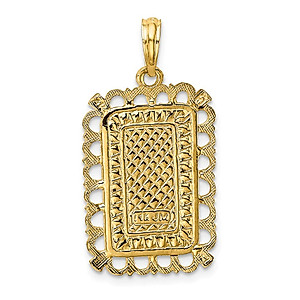 Solid 14k Yellow Gold Hearts Ace Playing Cards Charm Pendant - 28mm x 15mm