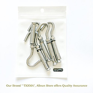TXXMA Open Cup Hook Expansion Bolts Screw Heavy Duty 304 Stainless Steel Hooks 5-Pack M6