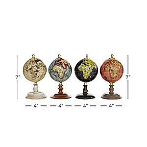 Deco 79 Metal Small Globe, Set of 4 4"W, 7"H, Multi Colored