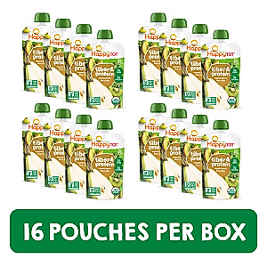Happy Tot Organics Stage 4 Baby Food Pouches, Gluten Free, Vegan Snack, Fiber & Protein Fruit & Veggie Puree, Pears, Kiwi & Kale, 4 Ounce (Pack of 16)