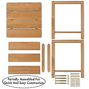 Casafield Adirondack Side Table, Cedar Wood Outdoor End Table with Shelf for Patio, Deck, Lawn and Garden - Natural