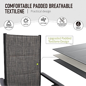 PHI VILLA Patio Dining Chairs Set of 2, Portable Outdoor Dining Chairs Padded Folding Patio Chairs Aluminum with Adjustable High Backrest for Terrace, Porch, Poolside, Yard