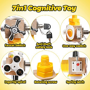 SHAPGEI Busy Cube Sensory Busy Board Activity Montessori Toys Toddler Travel Toys Educational Learning Toys for Babies 18-24 Month 1 2 3 Years Toddlers