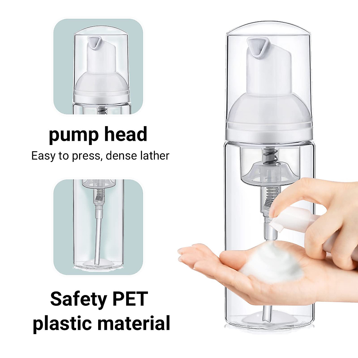 80 Pcs 2 oz Foam Soap Dispensers Mini Cleaning Refillable Soap Bottles with Pump Plastic Foam Pump Bottle Empty Clear Foam Dispenser for Hand Soap Shampoo Sanitizer Liquid