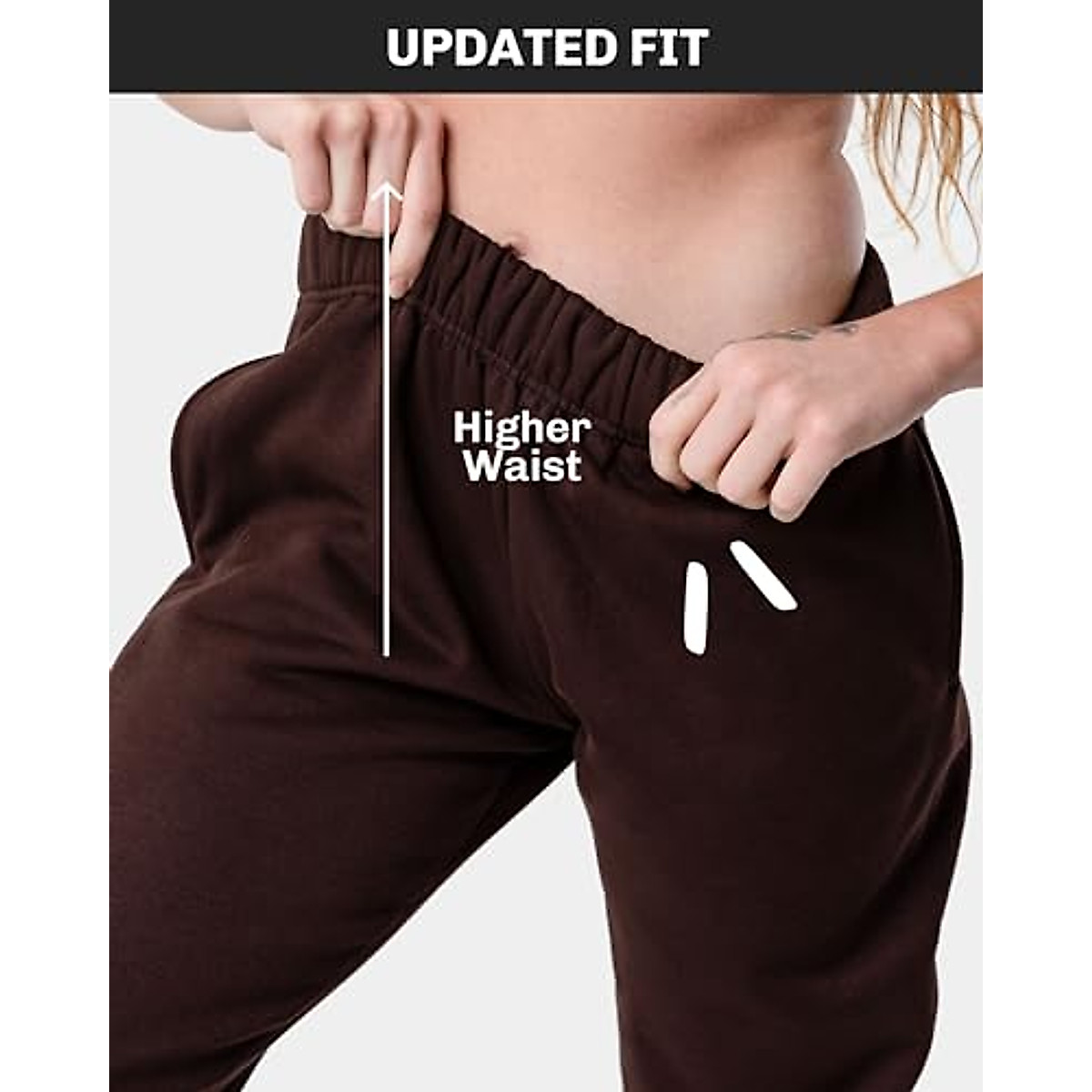 Kamo Fitness CozyTec High-Waisted Sweatpants for Women Baggy: Comfy Lounge Pants with Pockets Crafted from Soft Thick Fleece, Cuffed, Loose Fit, Tall Friendly Joggers for Fall (Java Brown, M)