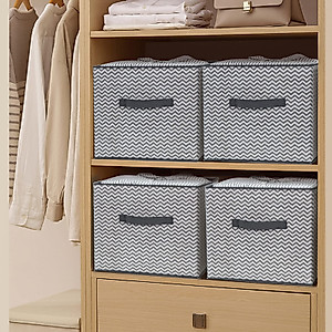 Domsanistor Fabric Cube Storage Organizer Bins, Collapsible Sturdy Cube Storage Bins Set of 6, Fabric Storage Bins with Handles for Home Bedroom Shelf 11.8 x 11.8 x 11.8 Inch (Gray)