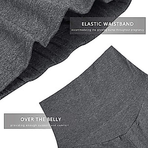 AMPOSH Women's Maternity Capri Pants Stretchy Lounge Pants Comfortable Pregnancy Shorts(Dark Gray with Pockets, XXL)