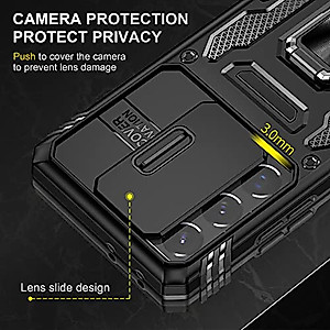 THMEIRA Samsung Galaxy S21 Ultra Case, Armor Phone Case for Samsung S21 Ultra with Screen Protector [Soft 2 Pcs] with Camera Cover, Galaxy S21 Ultra Magnetic Ring Case Anti-Fall Drop Protection, Black