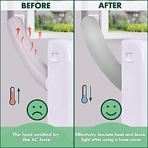 Memrita Portable Air Conditioner Hose Cover Wrap for both 5 inch and 5.9 inch Diameter Exhaust Duct Vent, Insulated AC Hose Cover for Portable Air Conditioners, Grey