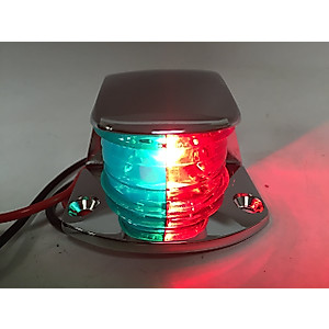 MARINE BOAT NAVIGATION RED GREEN CHROME PLATED HOUSING BI-COLOR BOW LIGHT BULB
