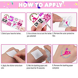 96 PCS Cheer Cheerleader Stickers Cheerleading Birthday Party Decorations Pom Pom Favors Supplies Team Spirit Tattoos Decor for Kids Boys Girls Gifts Classroom School Prizes Rewards
