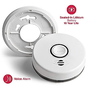 Kidde Smoke Detector, 10-Year Battery, Photoelectric Sensor Wire-Free Interconnect Smoke Alarm, Voice Alert