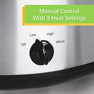 7 Quarts Oval Slow Cooker, 3 Heating Setting, Dishwasher-safe Stoneware Pot and Glass Lid, Sleek Stainless Steel Design