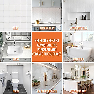 Porcelain Repair Kit White, High-Gloss Chipped Sink & Tile Repair Kit to Quickly Fix Sinks Chips and Tile Cracks with High Bond Strength, Porcelain Sink Repair Kit for Tub, Tile, Sink and Toilet